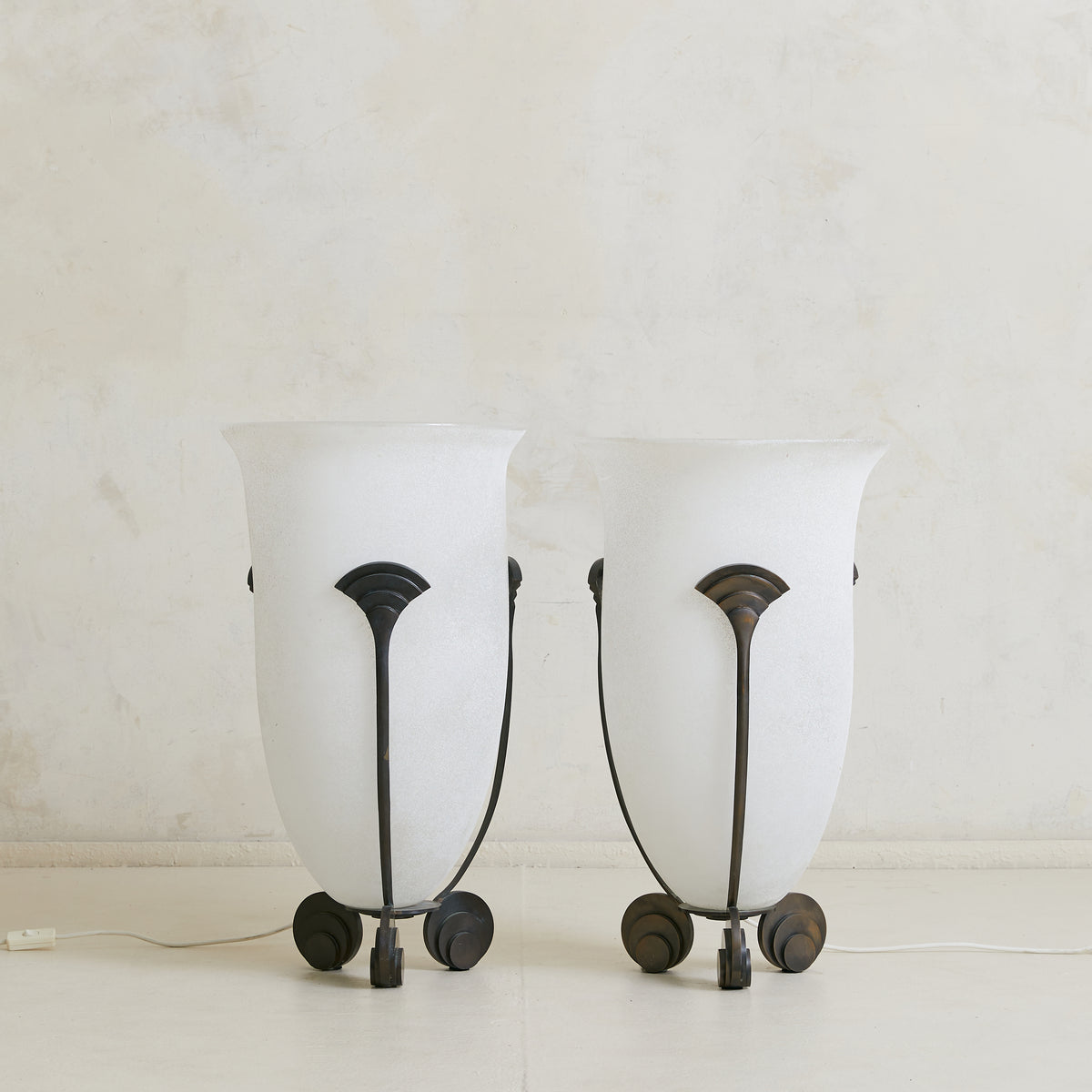 Vintage Scavo Glass + Bronze Urn Lamp by Seguso for Karl Springer -1 a