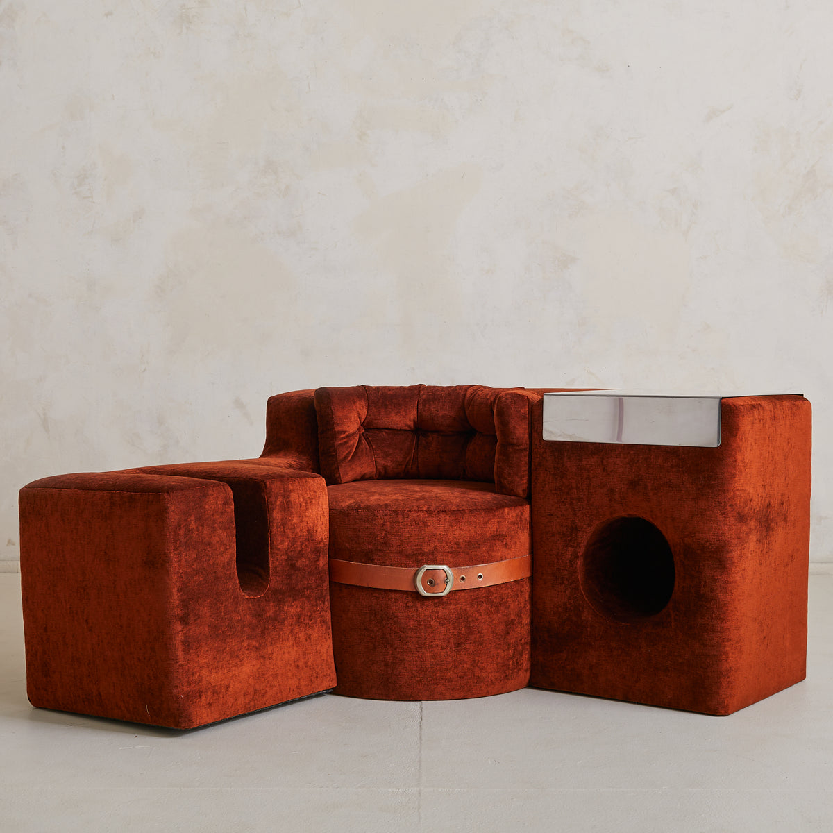 Italian 'Teorema' Corner Bench in Sienna Velvet by Guido Faleschini fo
