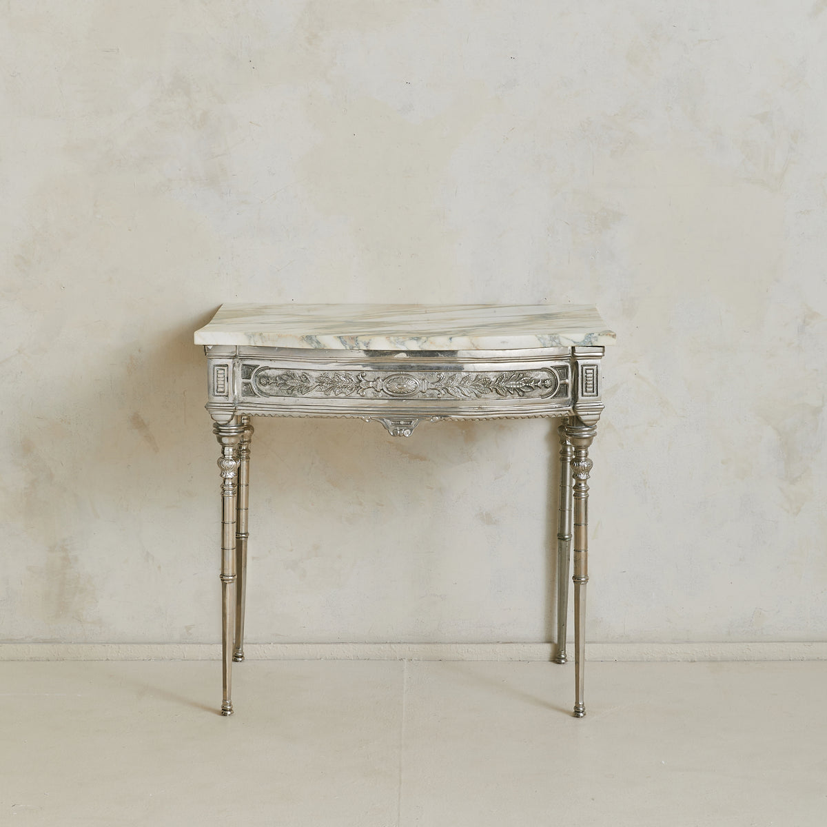 19th Century French Wall-Mounted Nickel Console with Calacatta Viola M