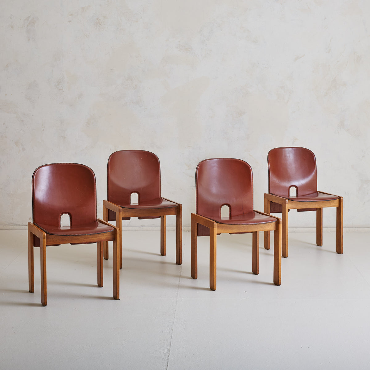 ‘121’ Coganc Leather Dining Chair by Afra & Tobia Scarpa for Cassina,