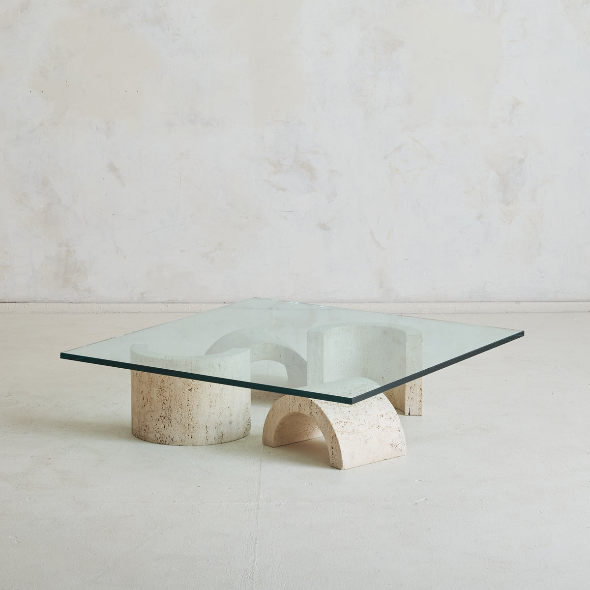 Italian ‘Groppo’ Travertine Coffee Table by Raffaello Repossi for Up&U