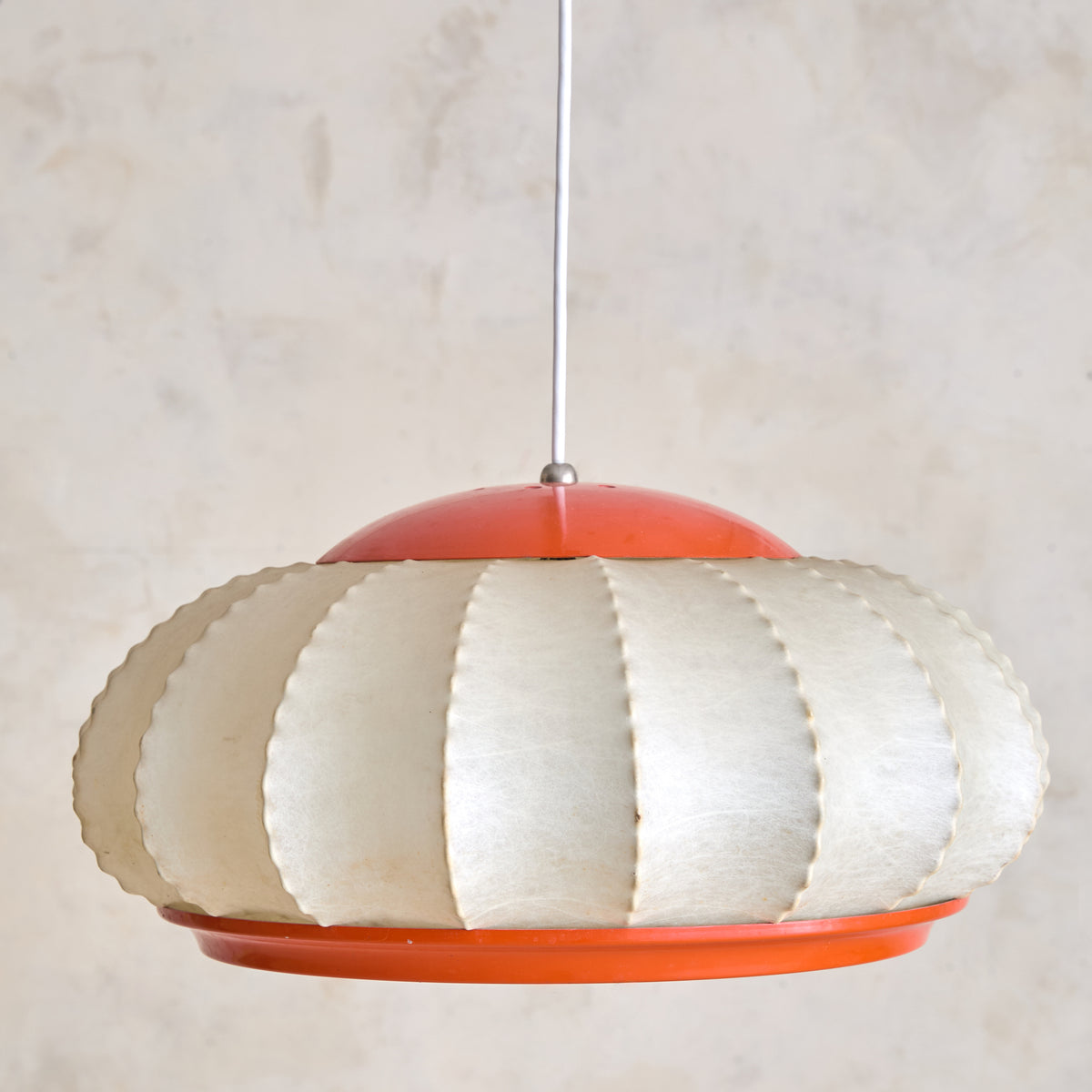 Italian Orange Cocoon Pendant, 1960s