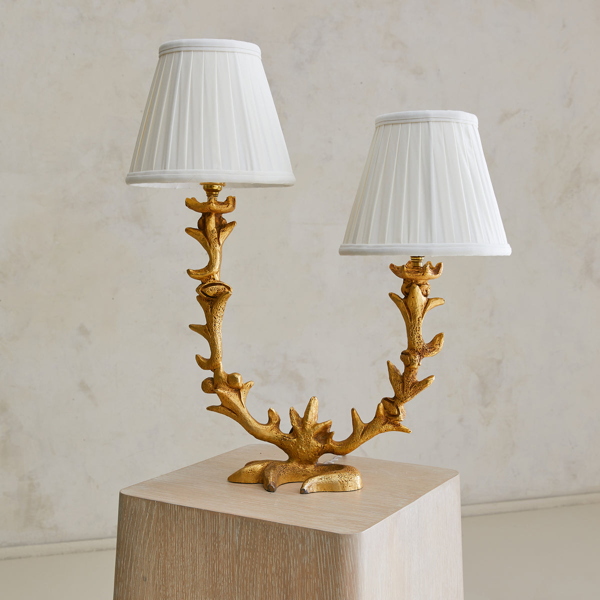 French Gilt Bronze Two-Arm Table Lamp by Georges Mathias for Fondica,