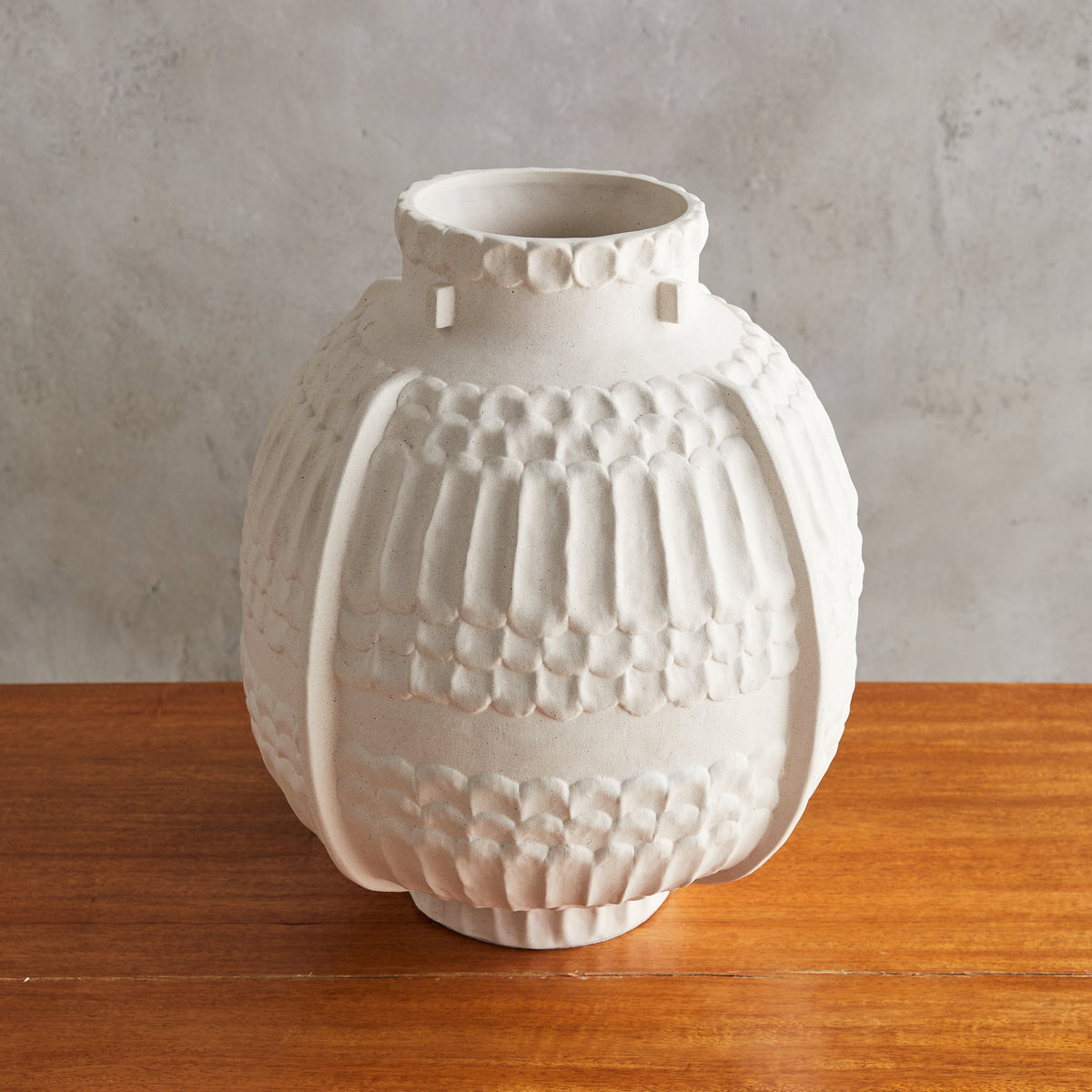 Paros Ceramic Vase with Textured Detail in Sand