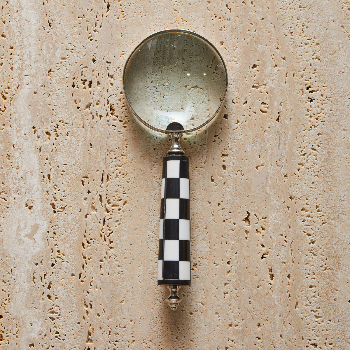 Vintage Magnifying Glass with Checkered Handle