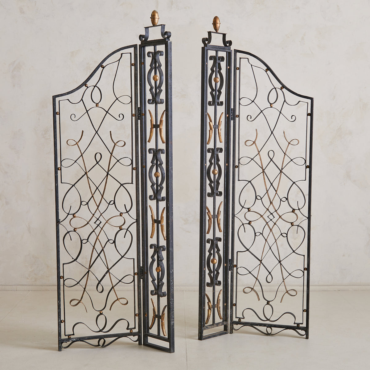 Pair of French Art Deco Wrought Iron Screens or Room Dividers in the M