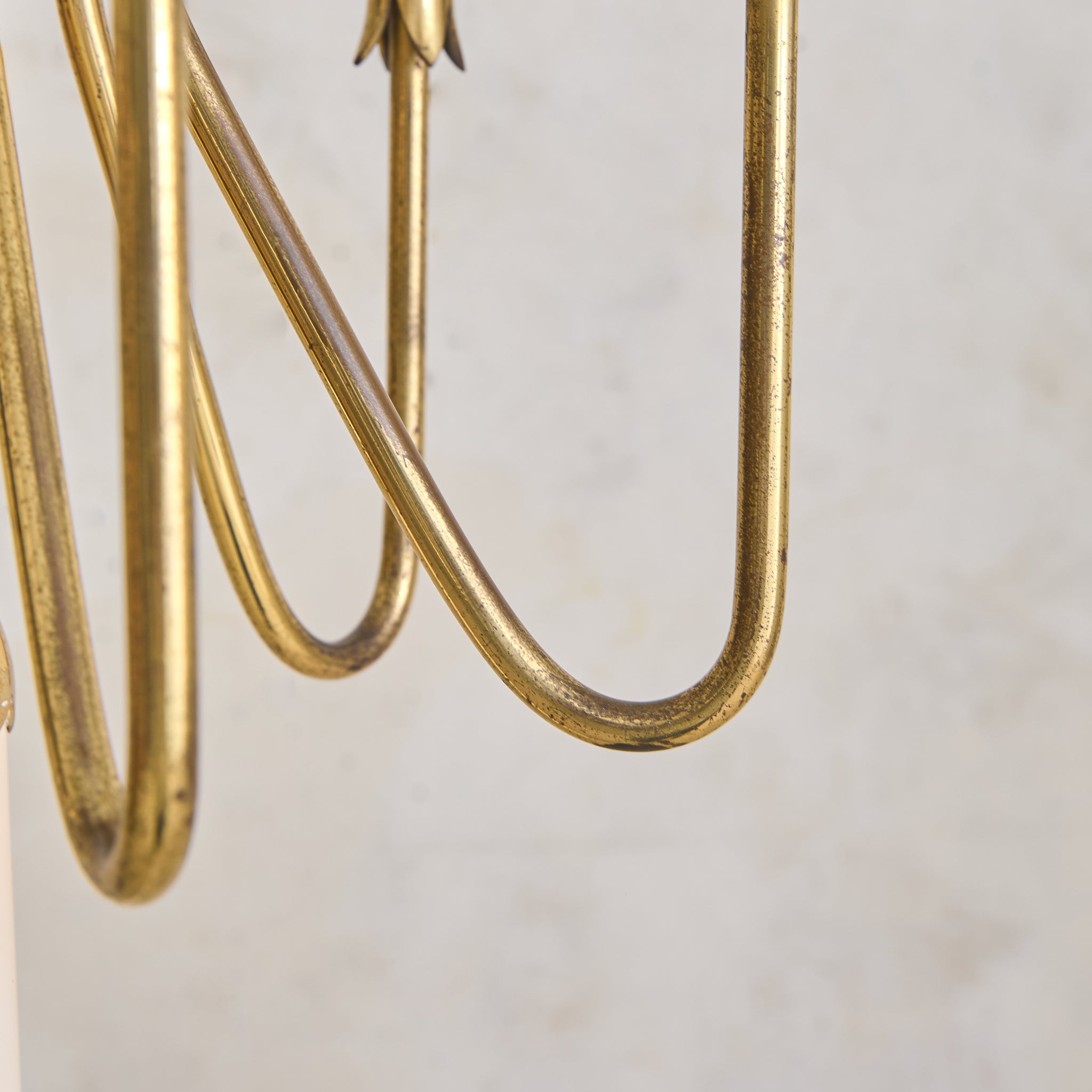 Italian Brass + Opaline Glass Floor Lamp by Angelo Lelii for Arredoluc