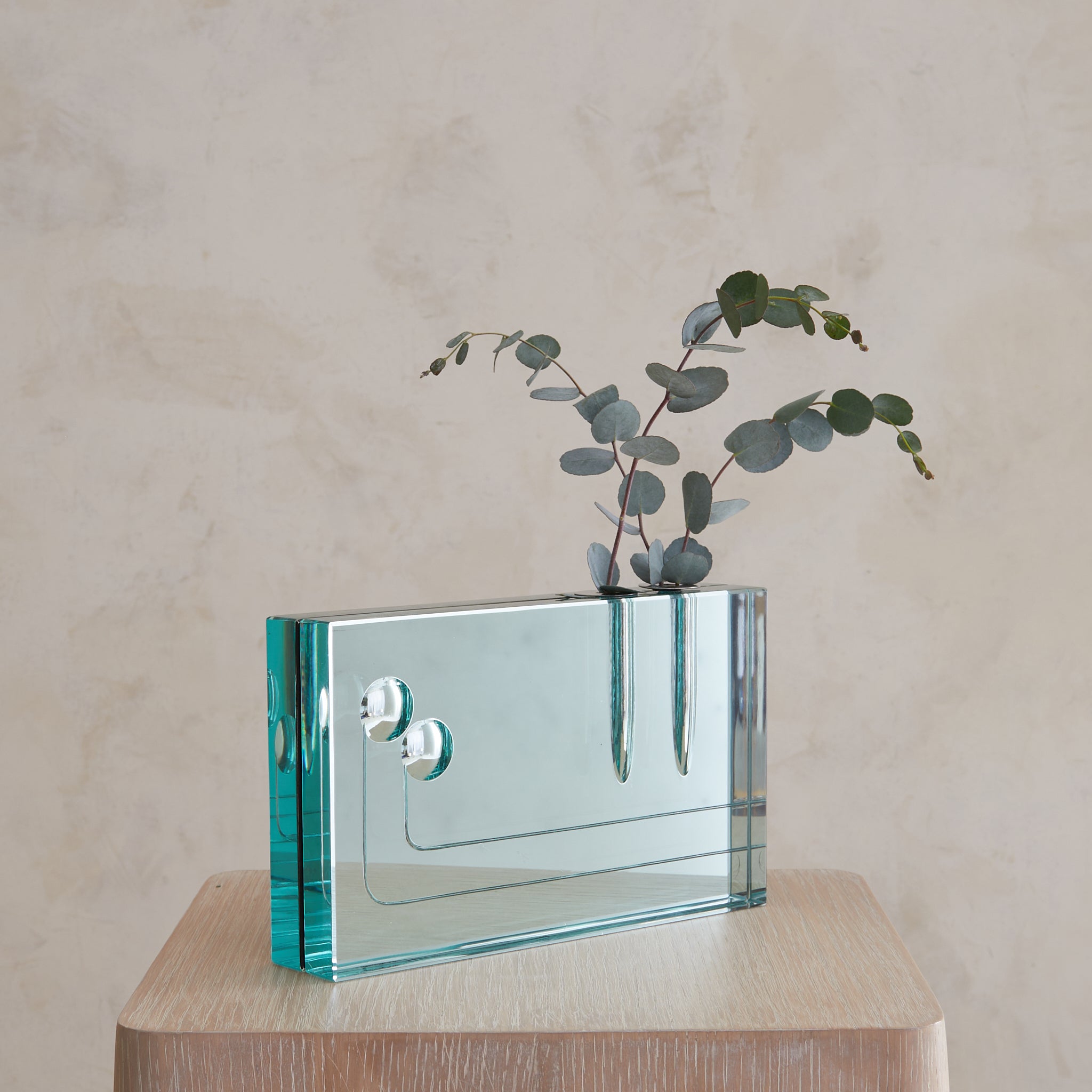 Italian Rectangular Crystal Vase by Pierangelo Gallotti & Luigi Radice