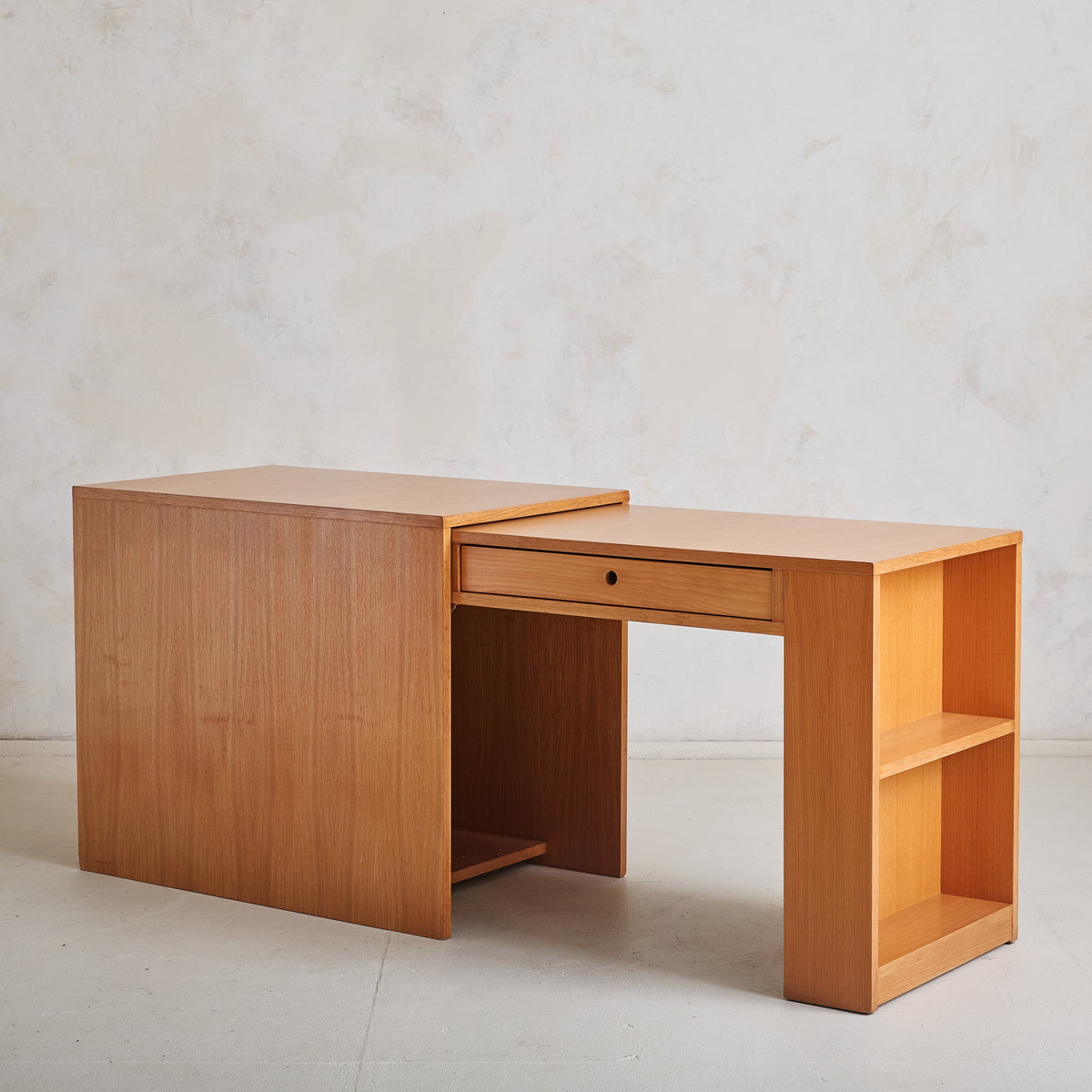 Danish Oak Pull-Out Desk on Wheels, 1970s