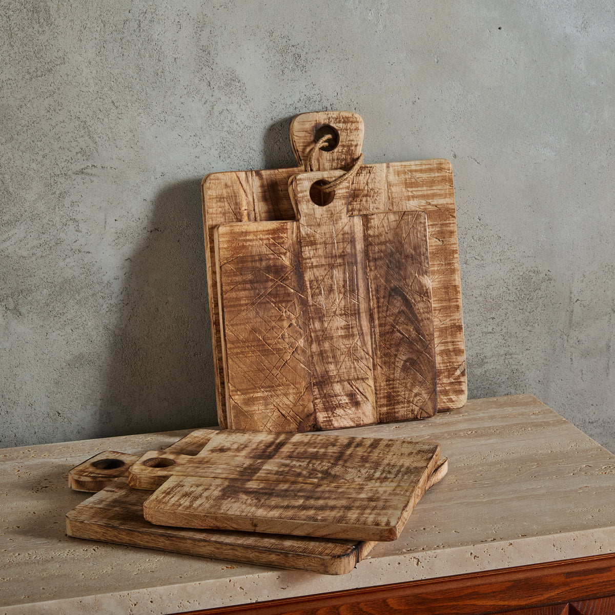 Set of 2 Rustic Wooden Cutting Boards