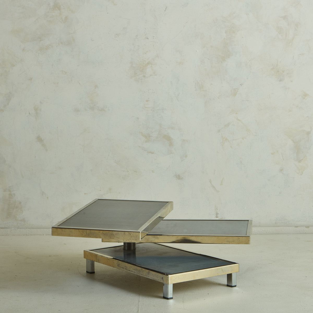 French Rectangular Three-Tier Pivoting Side Table in the Style of Mari