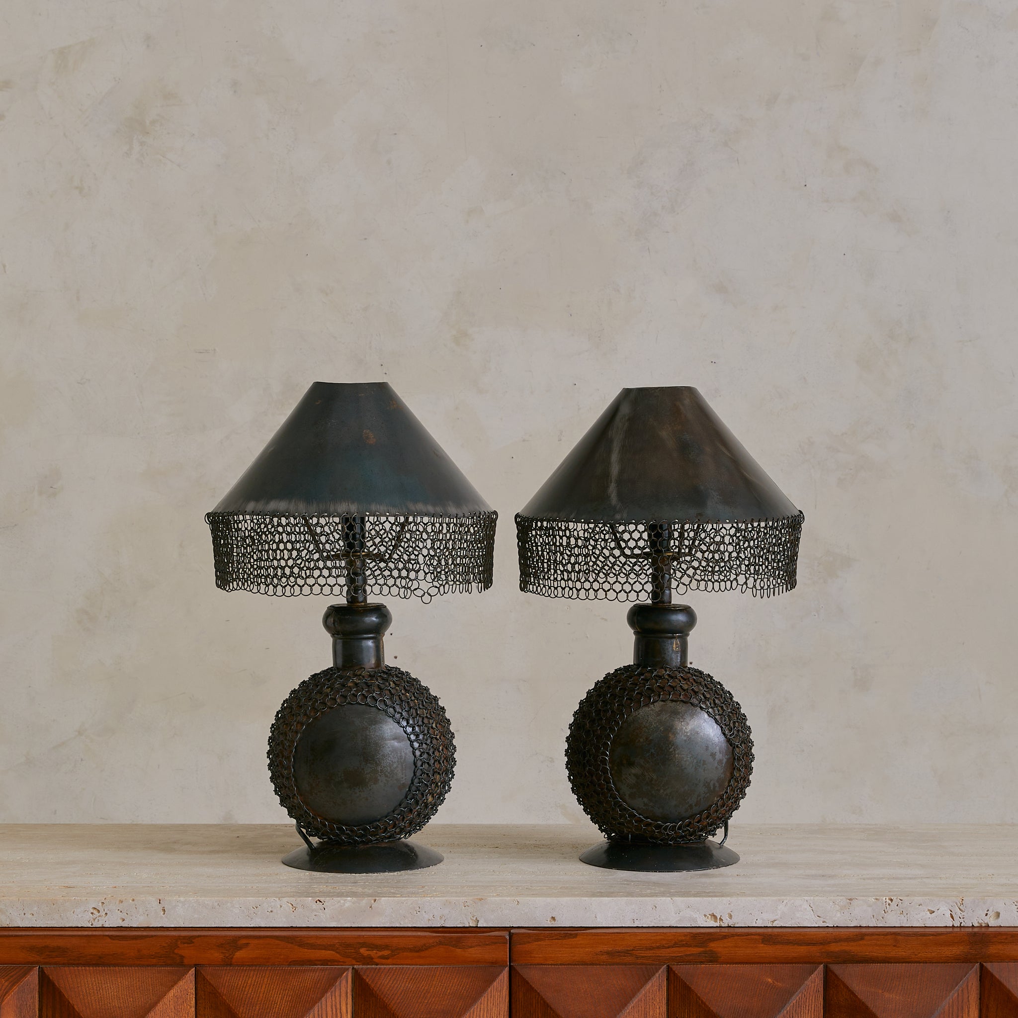 Moroccan Table Lamp with Chainmail Shade - 1 Available