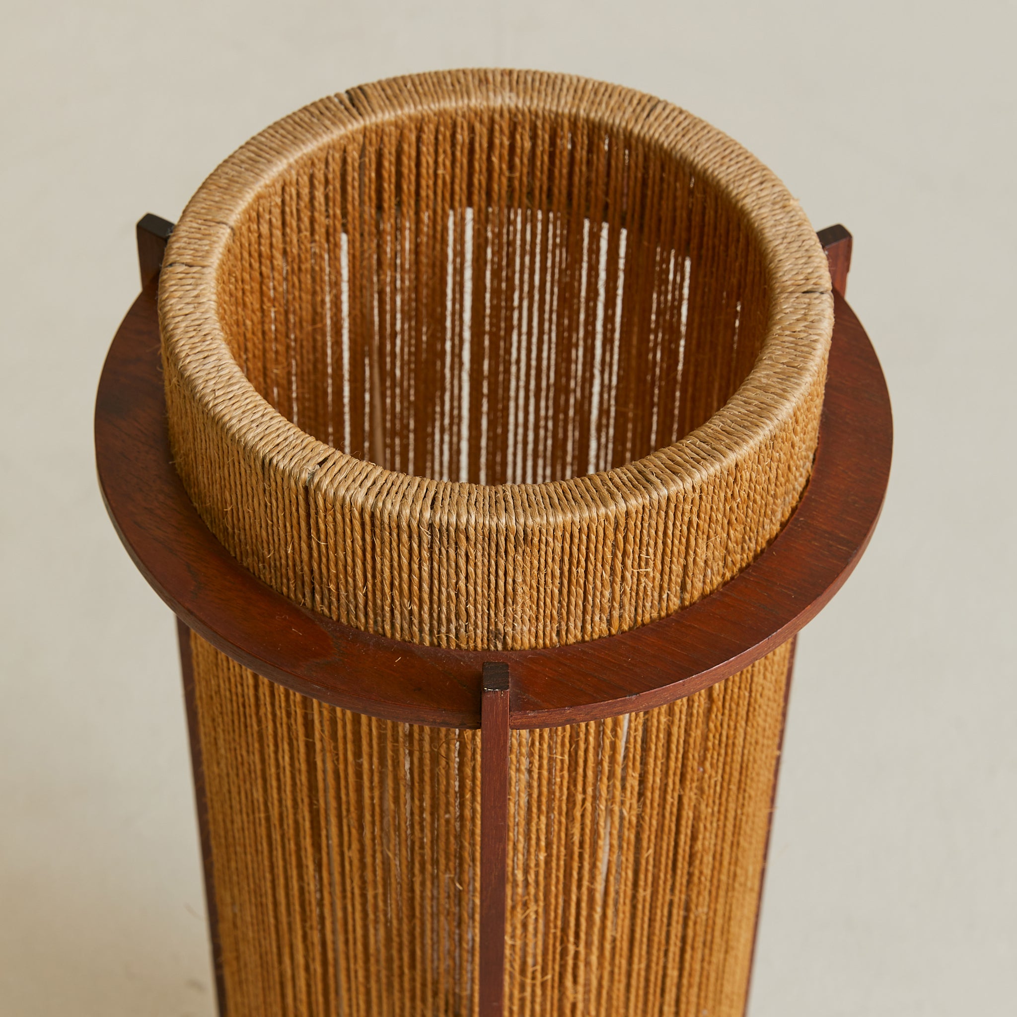 Danish Teak + Sisal Floor Lamp by Ib Fabiansen for Fog & Mørup, 1960s