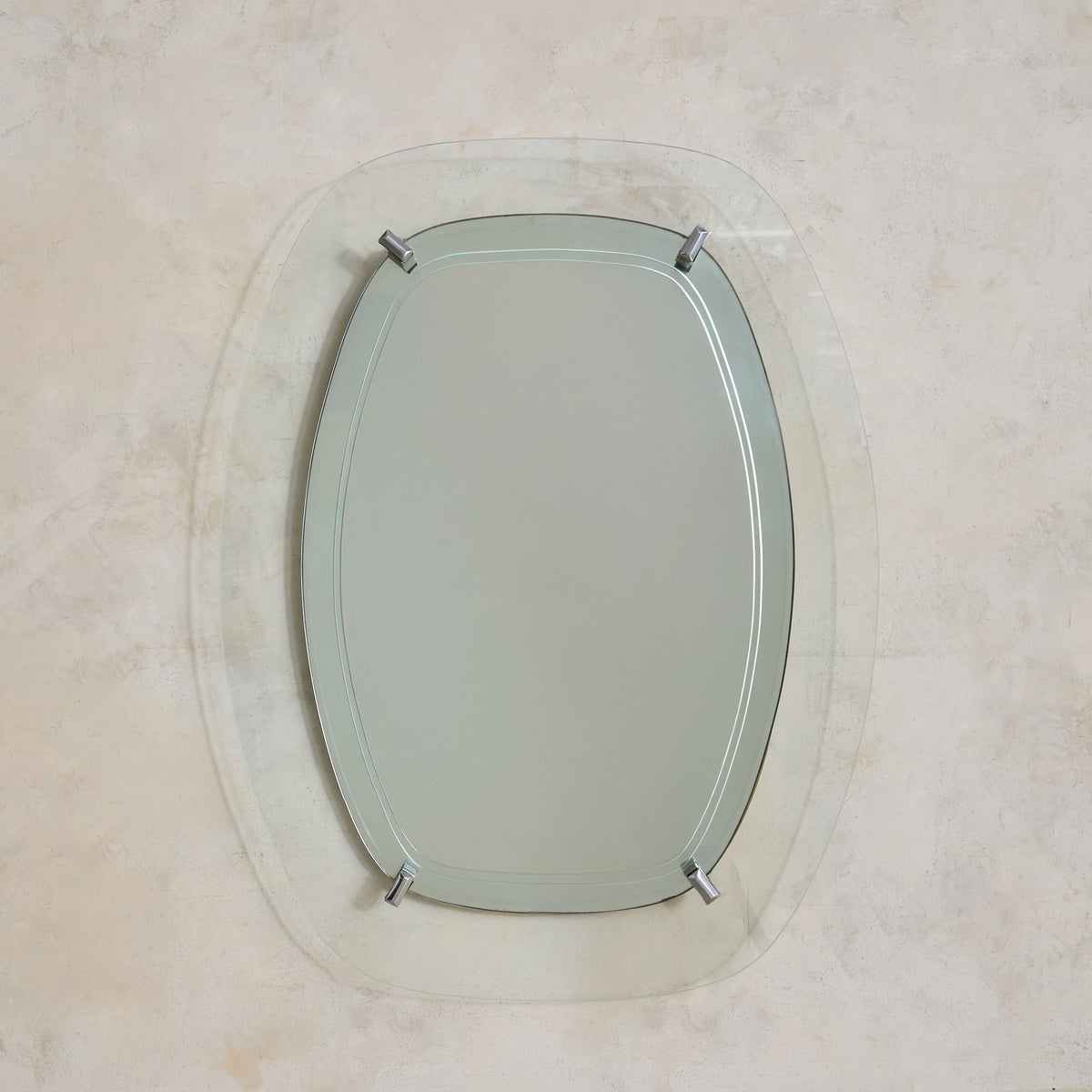 Italian Glass Wall Mirror Attributed to Veca, 1970s