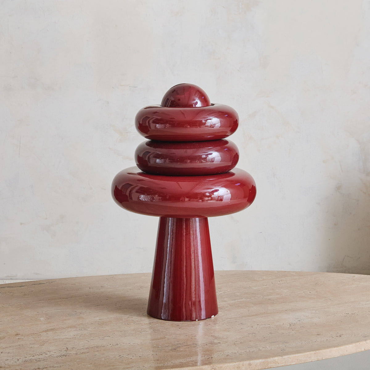 Italian 4-Piece Red Ceramic Sculpture by Gabbianelli, 1970s