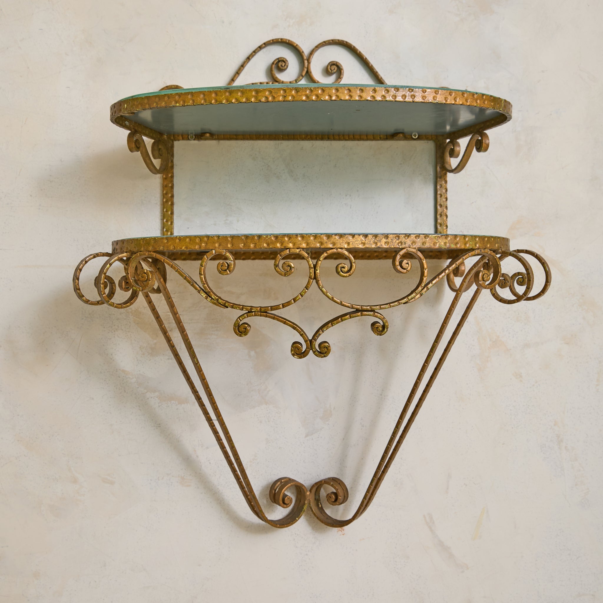 Italian Gilt Wall-Mounted Console in the Manner of Pier Luigi Colli, 1