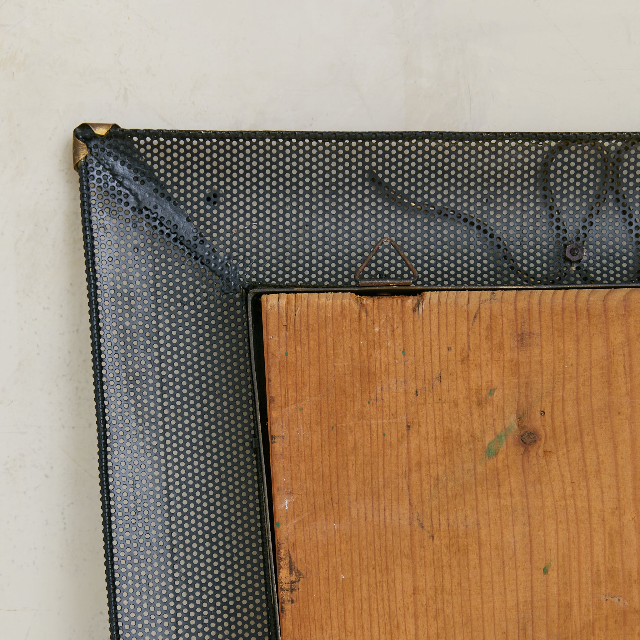 Italian Brass + Perforated Metal Wall Mirror Attributed to Carlo Erba,