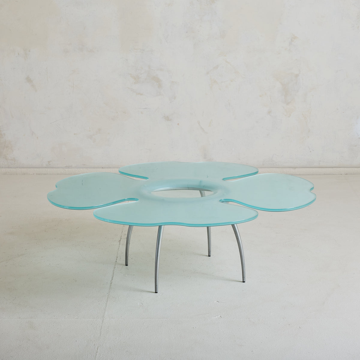 Italian Aqua Catalan Flower Coffee Table by Glas Italia, 1990s