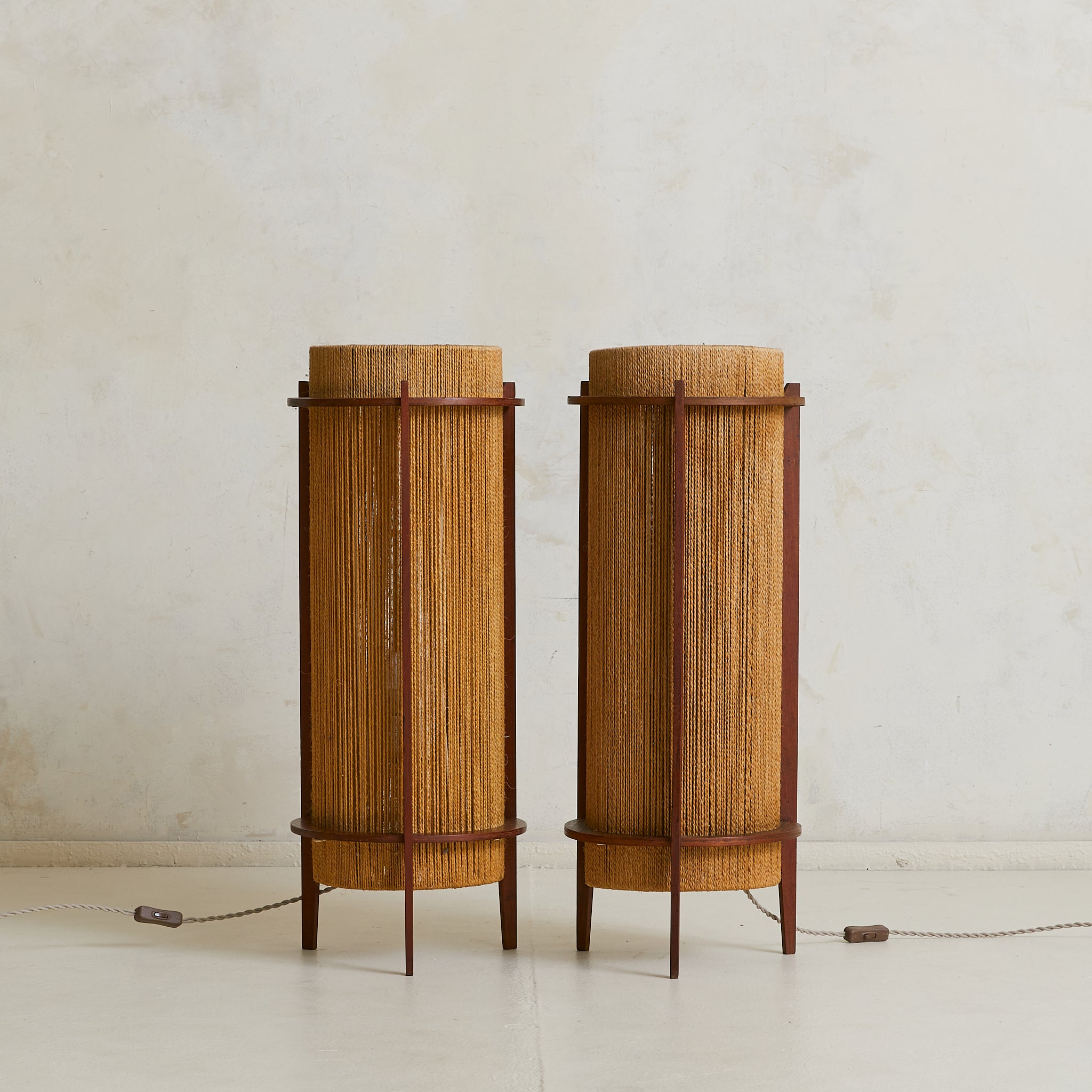 Danish Teak + Sisal Floor Lamp by Ib Fabiansen for Fog & Mørup, 1960s
