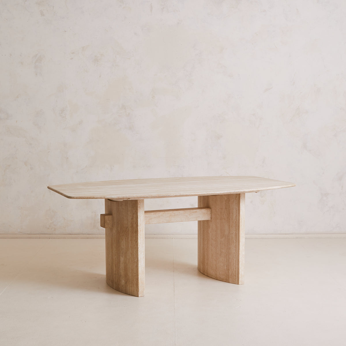 Italian Filled Travertine Oval Dining Table, 1970s