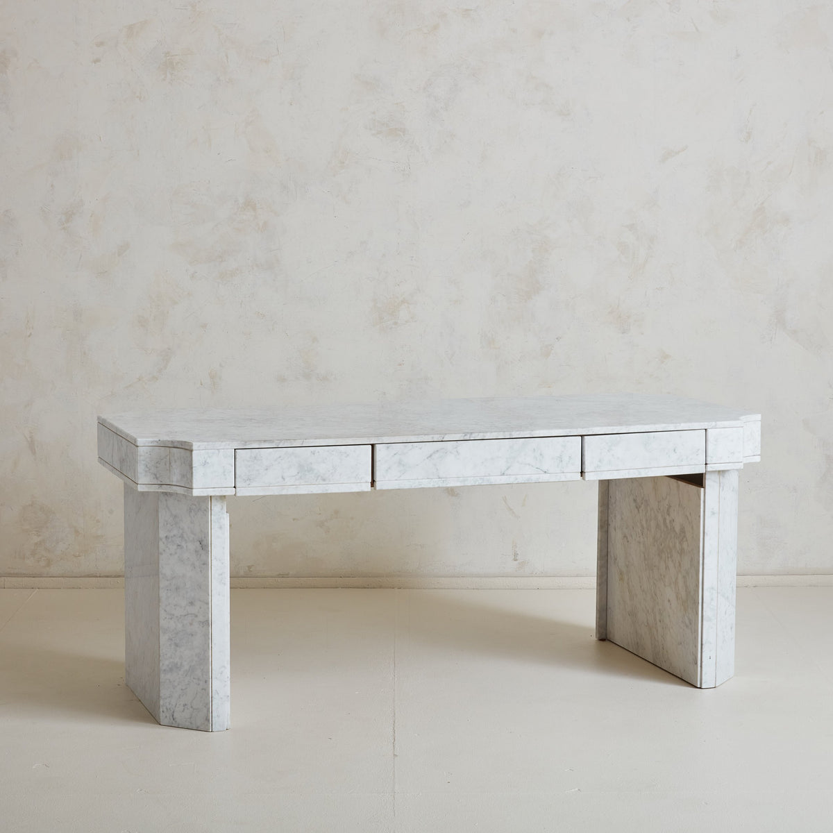 Custom Made Vintage Carrara Marble Executive Desk, Switzerland